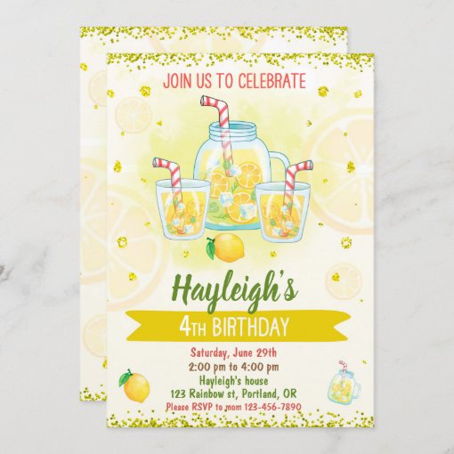Lemonade invitation Citrus birthday Lemon party | Zazzle
