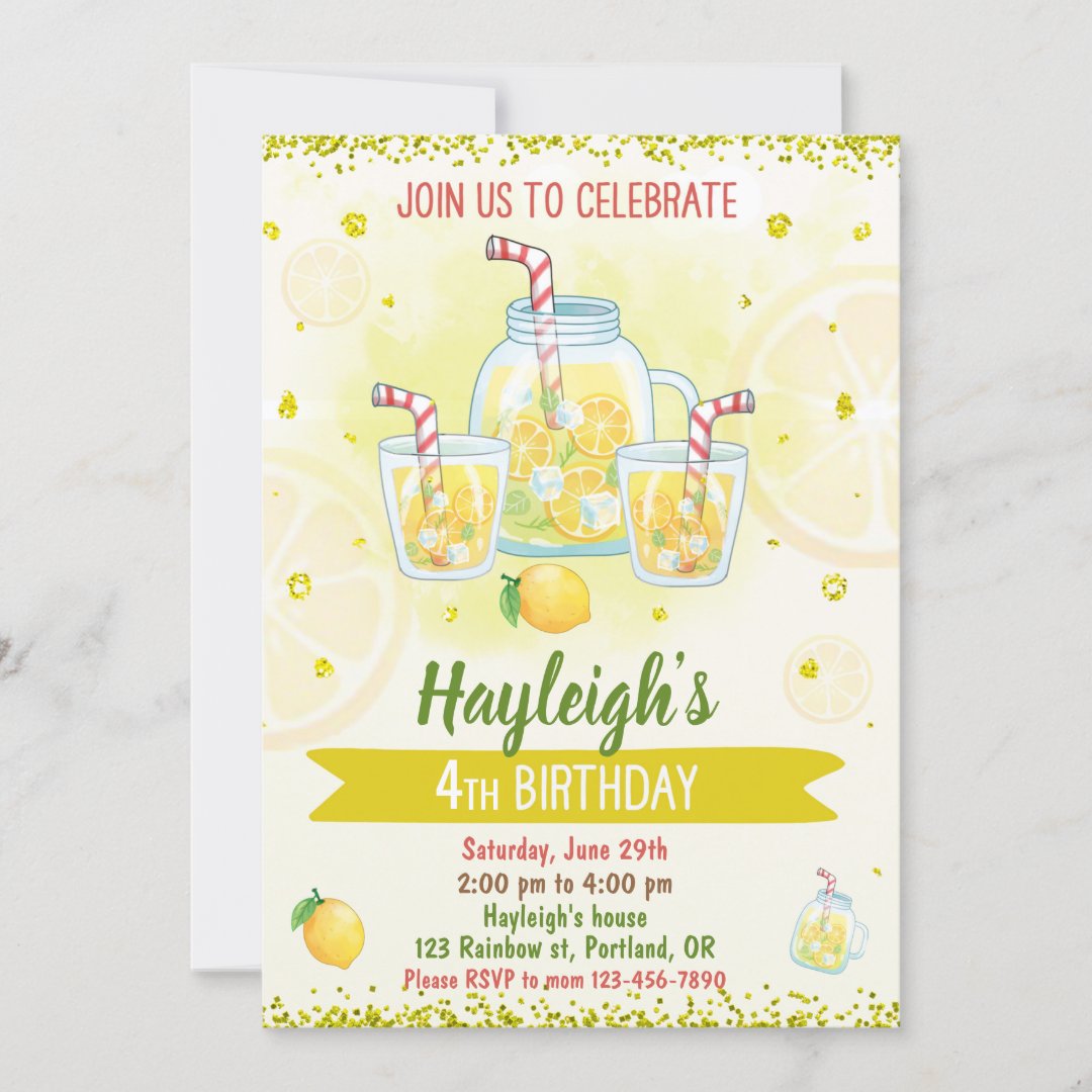 Lemonade invitation Citrus birthday Lemon party | Zazzle
