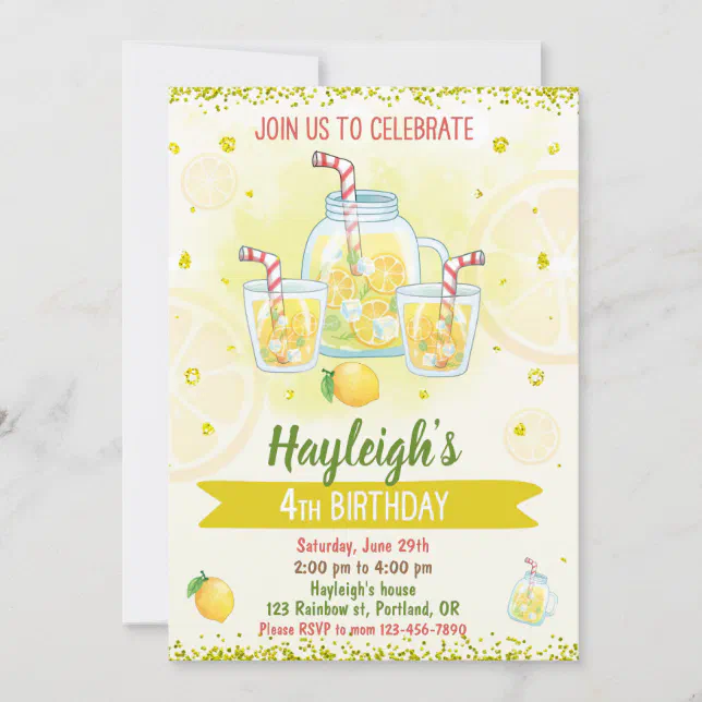 Lemonade invitation Citrus birthday Lemon party | Zazzle