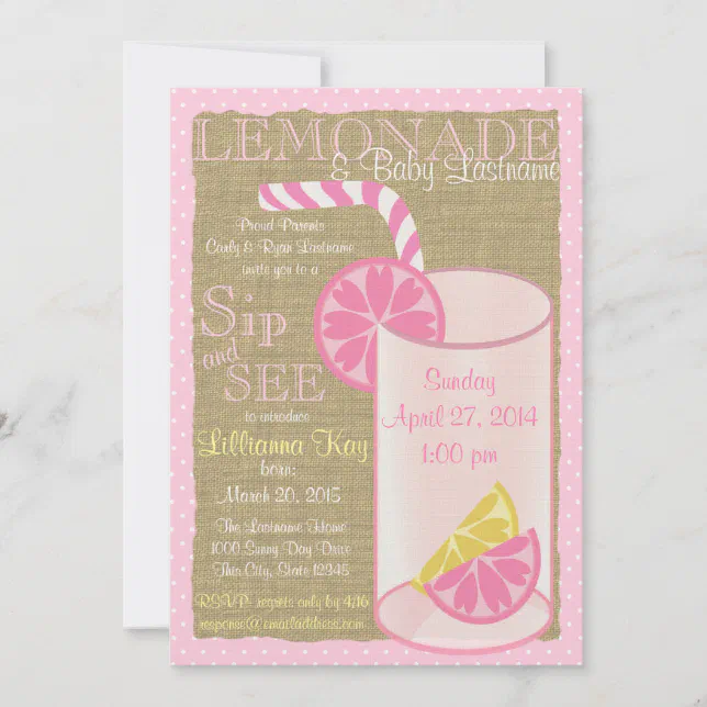 Lemonade Sip and See Invitation | Zazzle