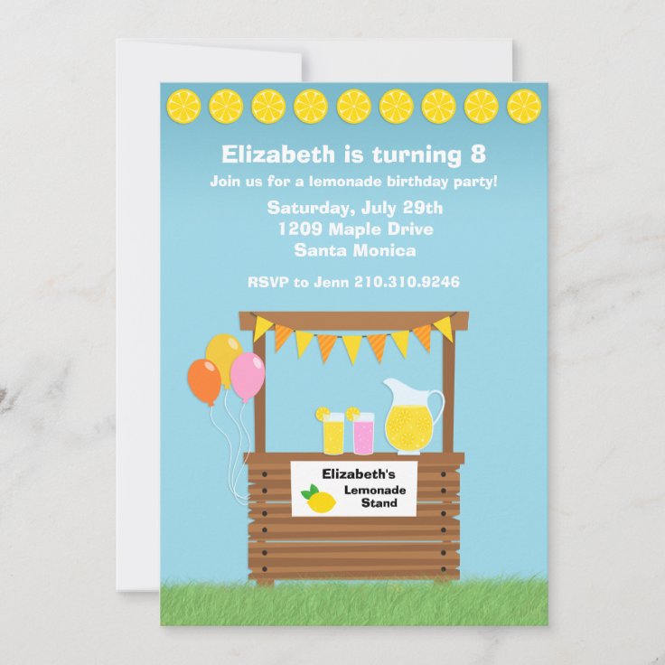 Lemonade Stand Birthday Party Invitation | Zazzle
