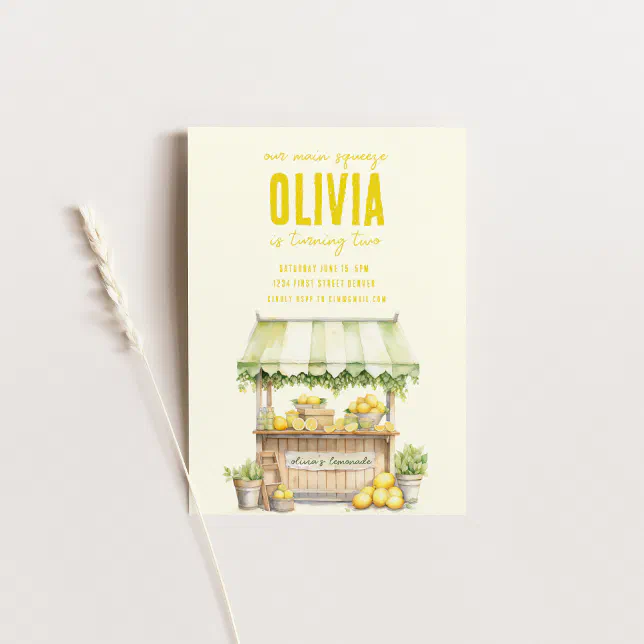 Lemonade Stand Main Squeeze Birthday Invite | Zazzle