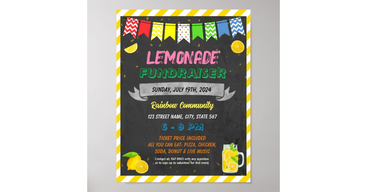 Lemonade stand school event template poster | Zazzle