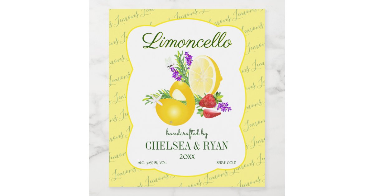 Lemoncello Lemons Wine Label | Zazzle