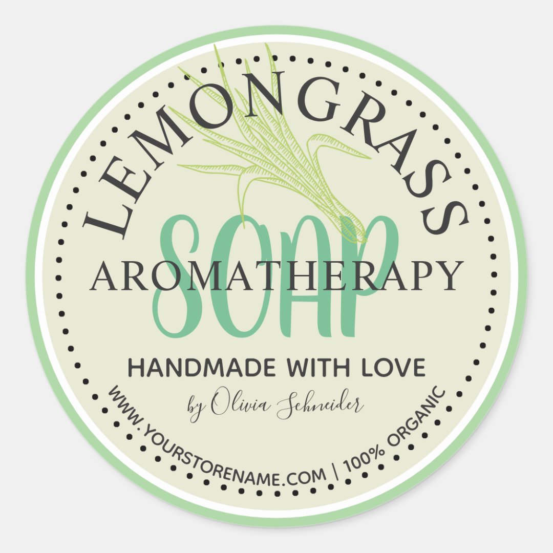 Lemongrass Aromatherapy Soap Custom Website Classic Round Sticker | Zazzle