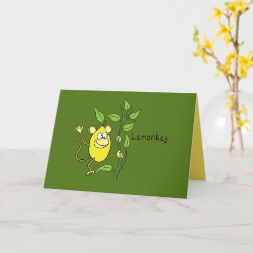 Lemonkey Lemon Monkey Greeting Card | Zazzle