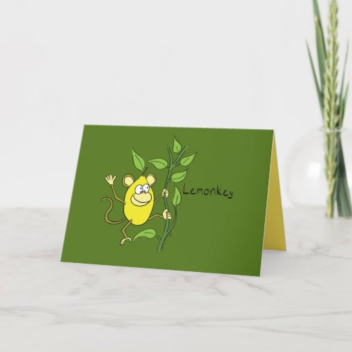 Lemonkey Lemon Monkey Greeting Card | Zazzle