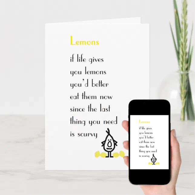 Lemons - a funny get well poem card | Zazzle