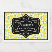 Lemons and Leaf Pattern Custom Lemon Curd Food Label | Zazzle