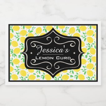 Lemons and Leaf Pattern Custom Lemon Curd Food Label | Zazzle