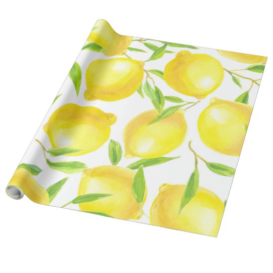 Lemons and leaves pattern design wrapping paper | Zazzle.com