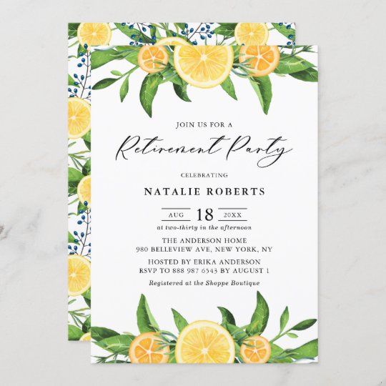 Lemons and Oranges Summer Retirement Party Invitation | Zazzle.com