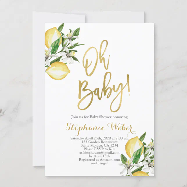 Lemons Baby shower Invitation | Zazzle