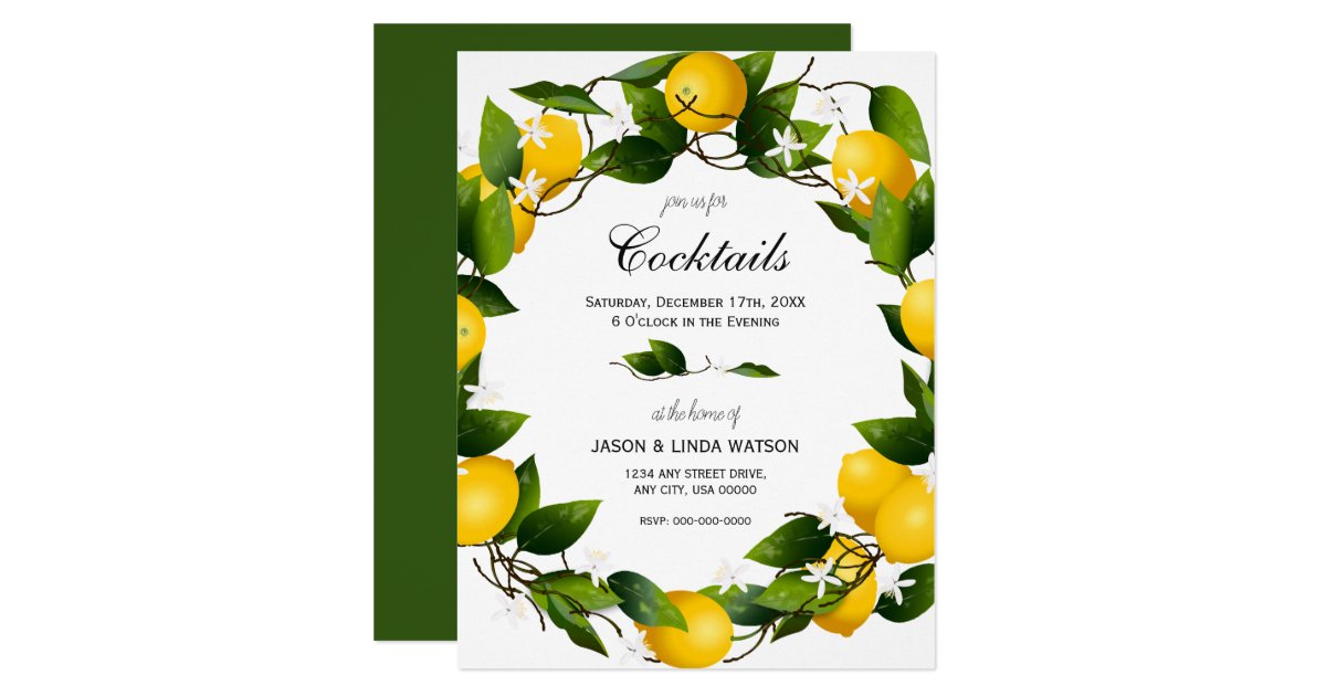 Lemons Citrus Fruit Botanical Invitation | Zazzle.com
