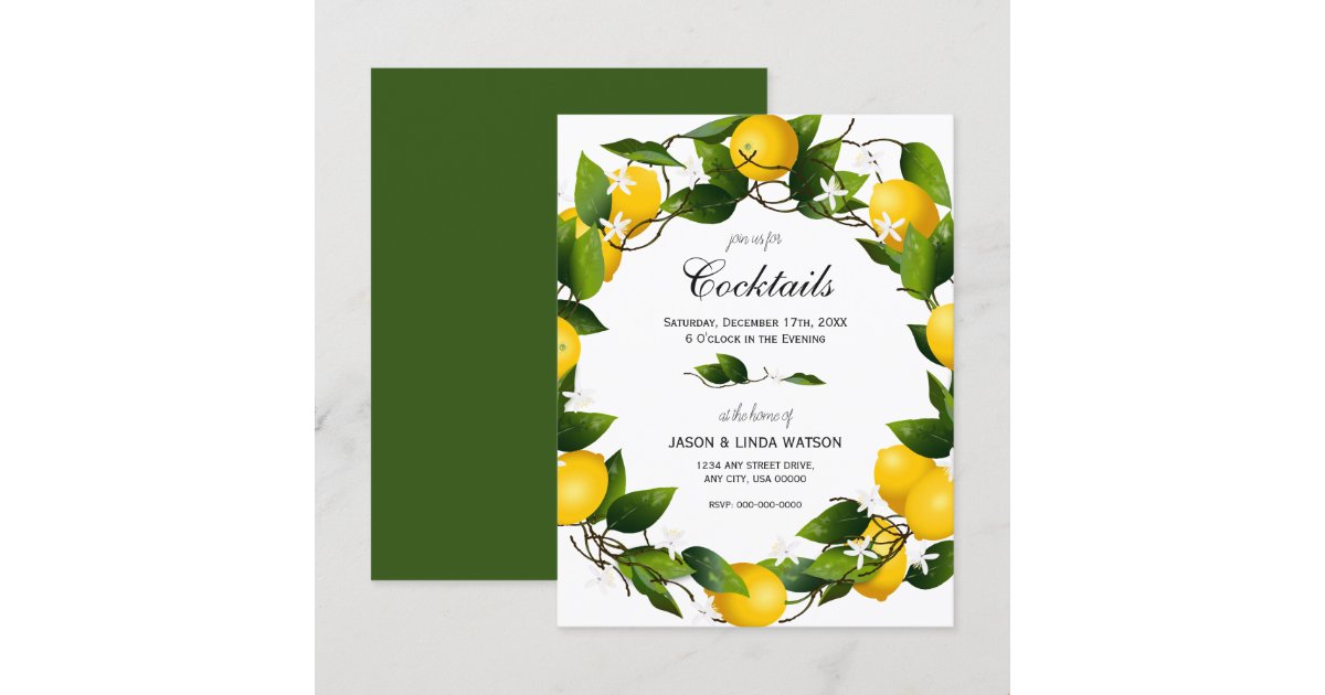 Lemons Citrus Fruit Botanical Invitation | Zazzle