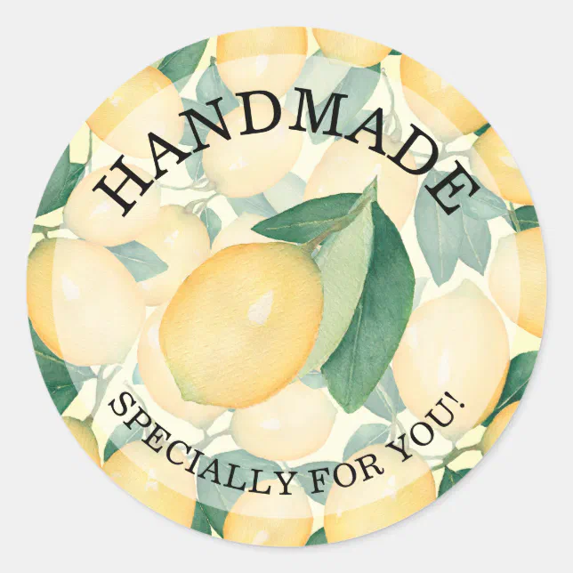 Lemons Citrus HANDMADE for You Classic Round Sticker | Zazzle