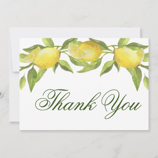 Lemons & Greenery Watercolor Thank You Card | Zazzle.com