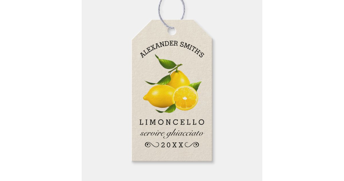 Lemons Homemade Limoncello Hang Tag | Bottle | Zazzle