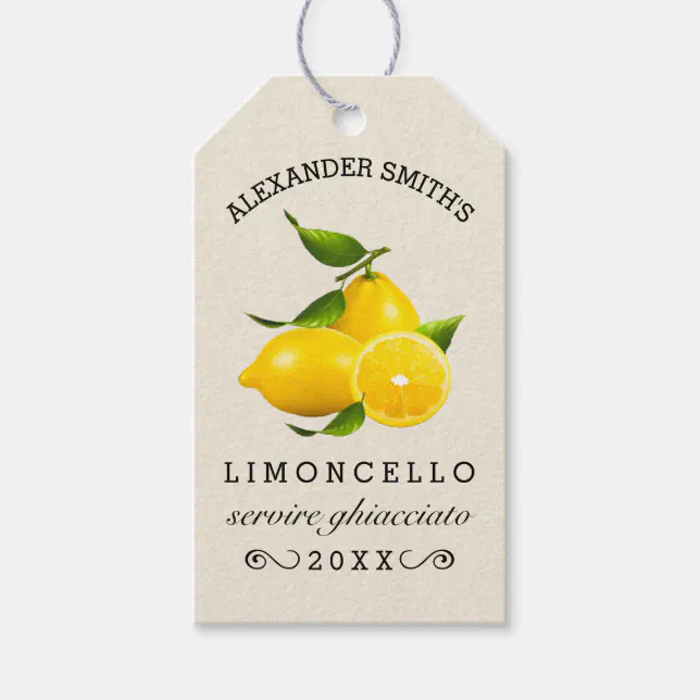 Lemons Homemade Limoncello Hang Tag | Bottle | Zazzle