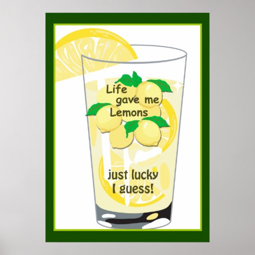 Lemons Lemonade Funny Lucky Poster 20 x 28 | Zazzle