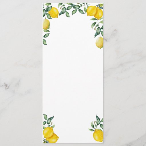 Lemons Menu template | Zazzle