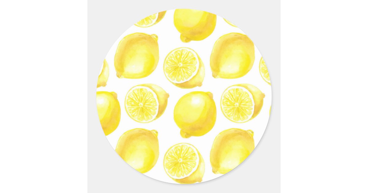 Lemons pattern design classic round sticker | Zazzle