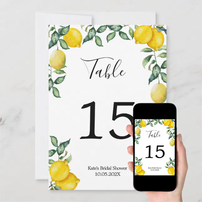 Lemons Personalized Table Number | Zazzle