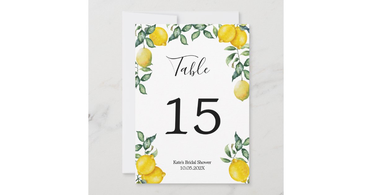 Lemons Personalized Table Number | Zazzle