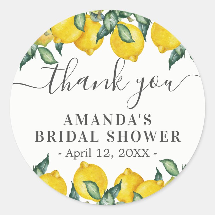 Lemons Thank you favor Classic Round Sticker | Zazzle