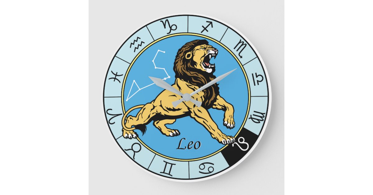 leo astrological zodiac sign large clock | Zazzle