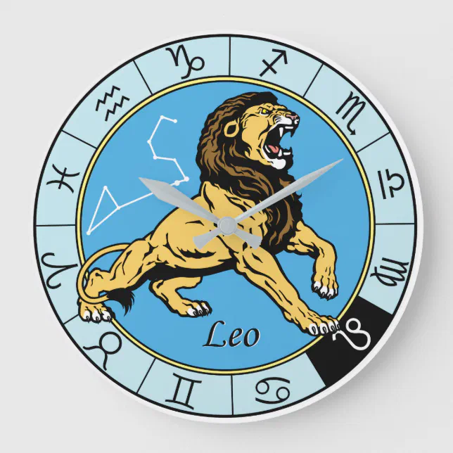 leo astrological zodiac sign large clock | Zazzle