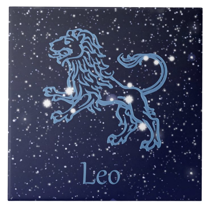 Leo Constellation and Zodiac Sign with Stars Tile | Zazzle