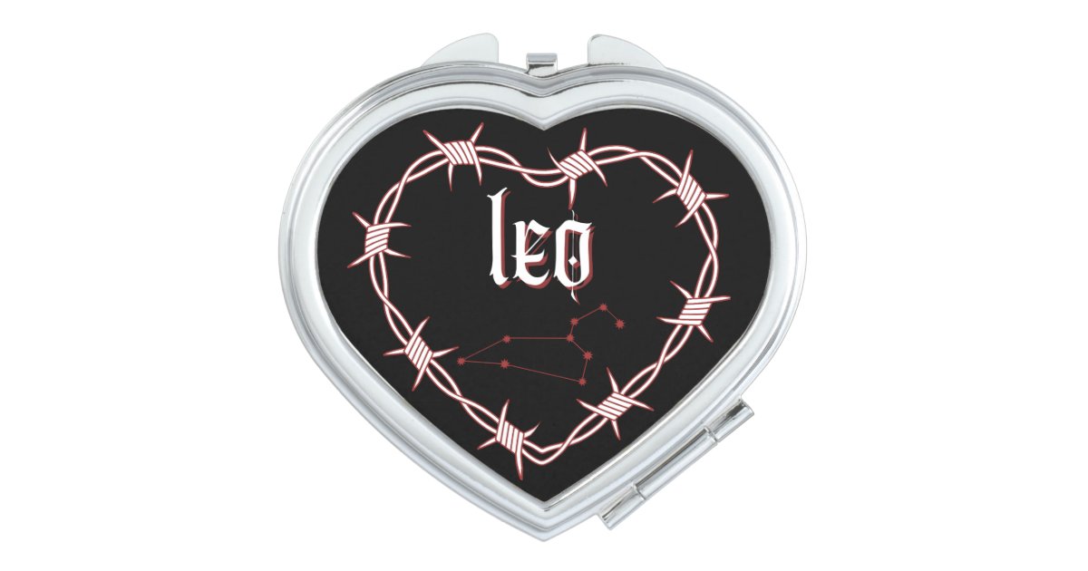 Leo Constellation Gothic Barbed Wire Heart Compact Mirror | Zazzle