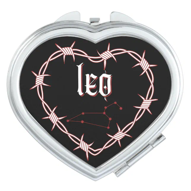 Leo Constellation Gothic Barbed Wire Heart Compact Mirror | Zazzle