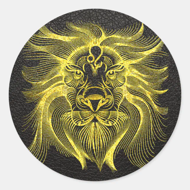 Leo Gold on Leather Classic Round Sticker | Zazzle