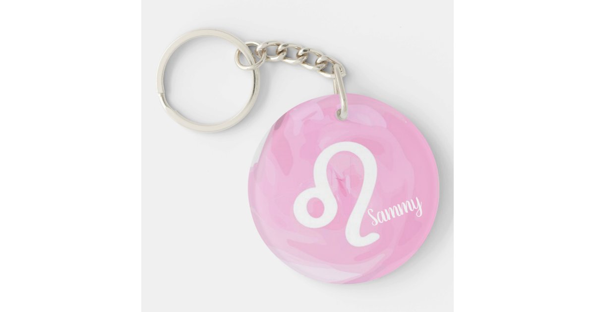 Leo Personalized Watercolor Zodiac Sign Keychain | Zazzle