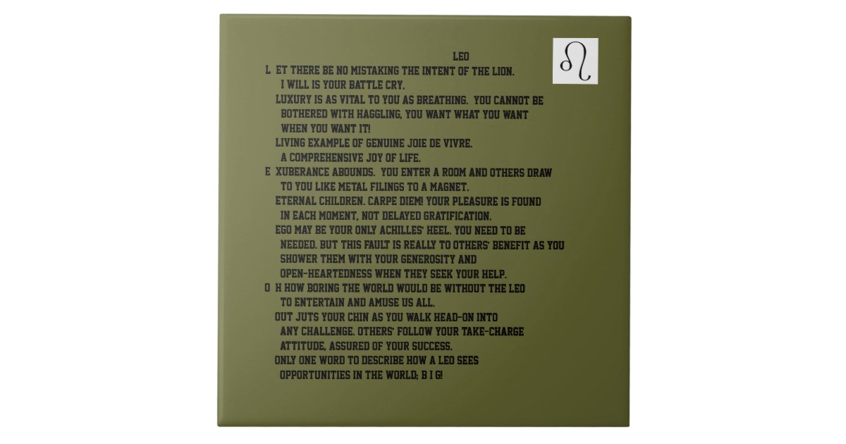 LEO poem tile | Zazzle