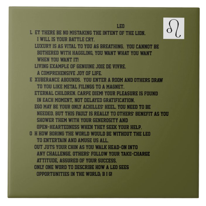 LEO poem tile | Zazzle.com
