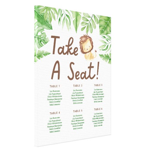 Leo Safari Baby Shower Seating Chart Canvas | Zazzle