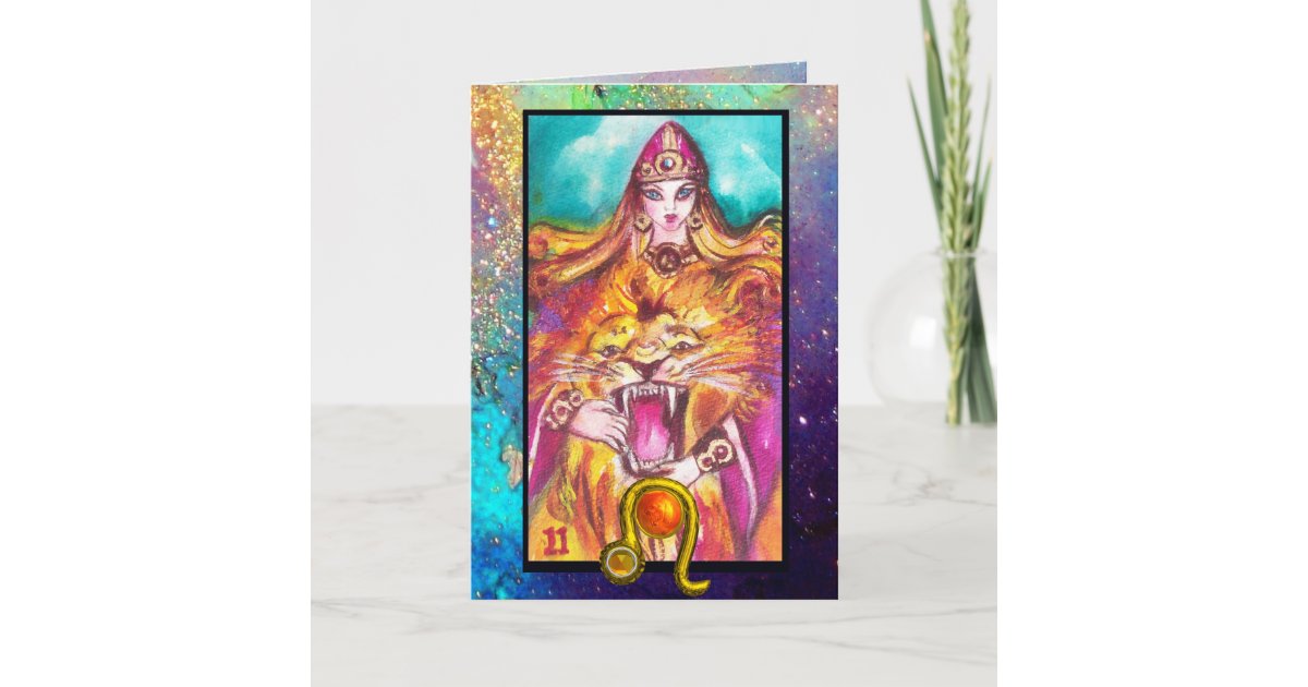 LEO,STRENGHT TAROT ASTROLOGY ZODIAC BIRTHDAY CARD | Zazzle