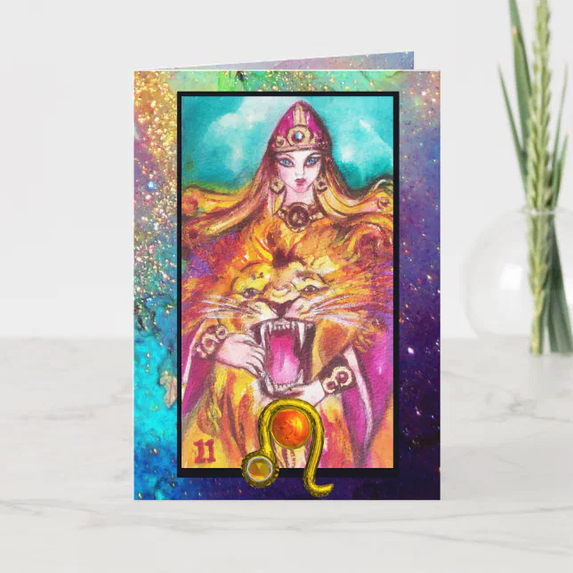 LEO,STRENGHT TAROT ASTROLOGY ZODIAC BIRTHDAY CARD | Zazzle