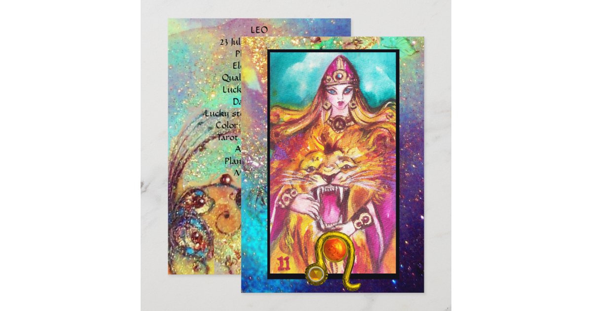 LEO,STRENGHT TAROT ASTROLOGY ZODIAC BIRTHDAY CARD | Zazzle