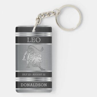 Leo ♌ the Lion in Black and Silver Mesh Keychain | Zazzle