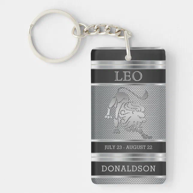 Leo ♌ the Lion in Black and Silver Mesh Keychain | Zazzle