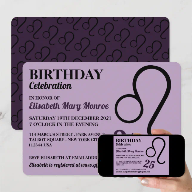 Leo, The Lion, Zodiac Star Sign, Birthday Invitation | Zazzle