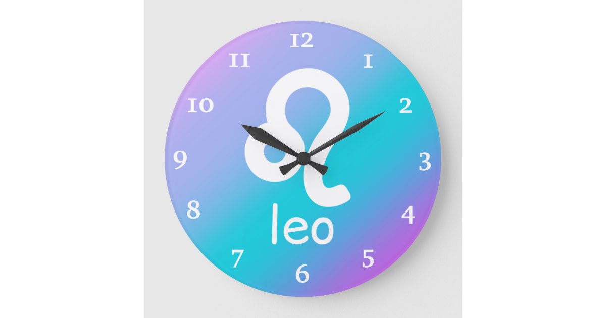 Leo Zodiac Blue Purple Astrology Star Sign Large Clock | Zazzle