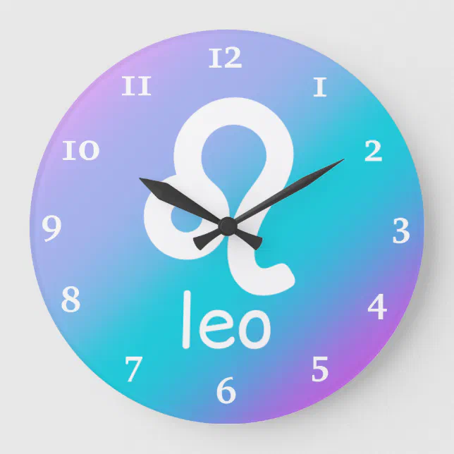 Leo Zodiac Blue Purple Astrology Star Sign Large Clock | Zazzle