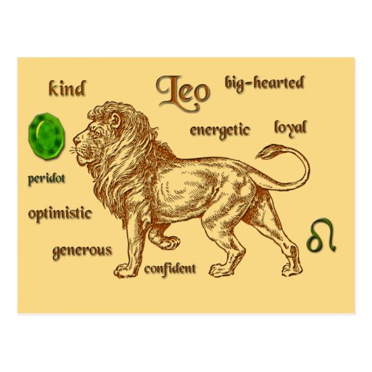 Leo zodiac characteristics postcard | Zazzle.com