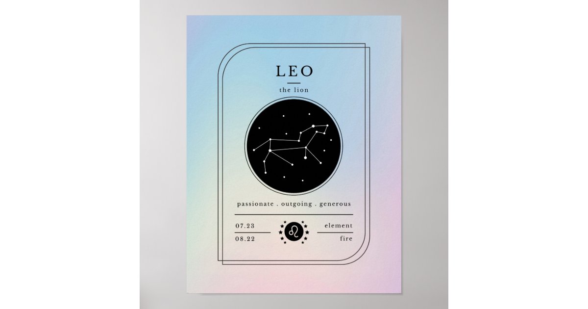 Leo Zodiac Chart Gradient Pastels | Zazzle