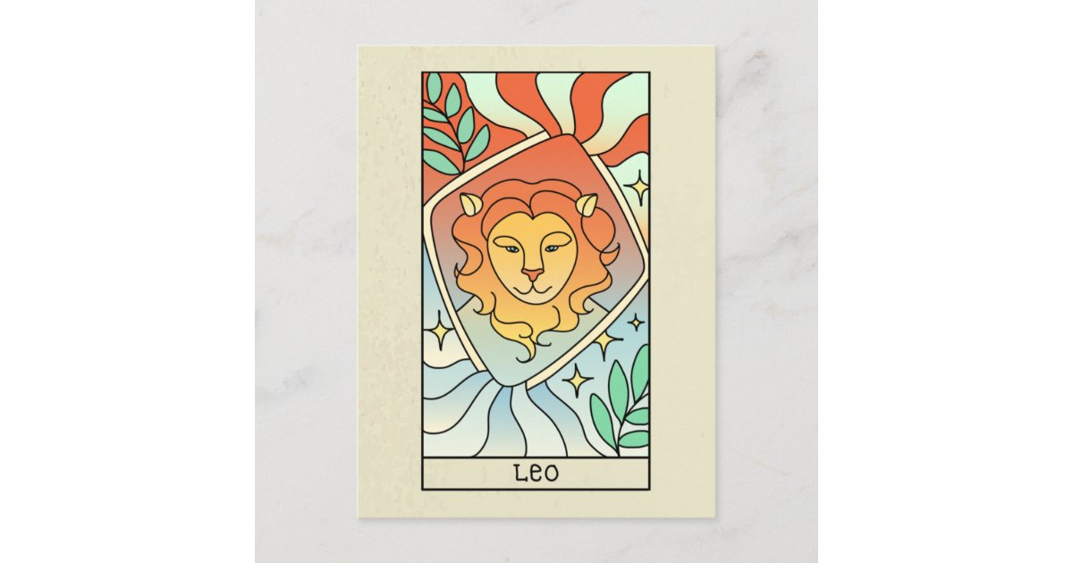 Leo Zodiac Sign Abstract Art Vintage Postcard Zazzle